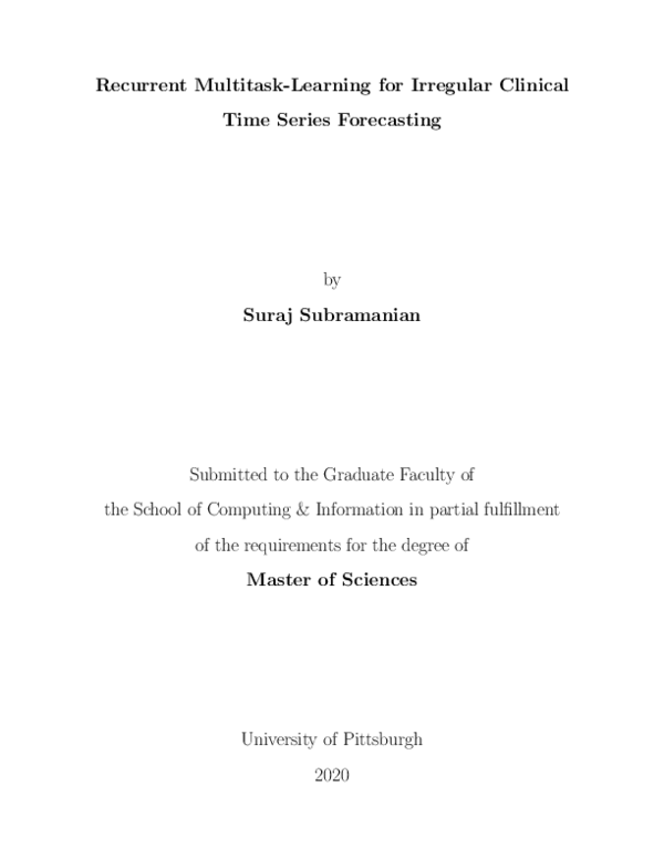 (PDF) Recurrent Multitask-Learning for Irregular Clinical Time Series Forecasting