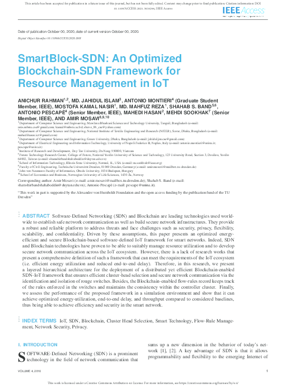 (PDF) SmartBlock-SDN: An Optimized Blockchain-SDN Framework for Resource Management in IoT