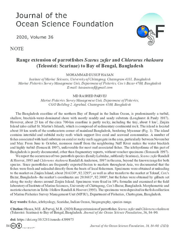 (PDF) Range extension of parrotfishes Scarus zufar and Chlorurus ...