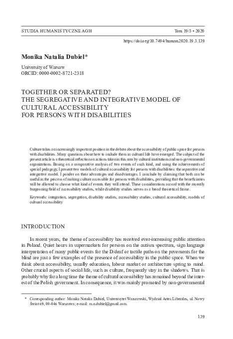 (PDF) TOGETHER OR SEPARATED? THE SEGREGATIVE AND INTEGRATIVE MODEL OF ...