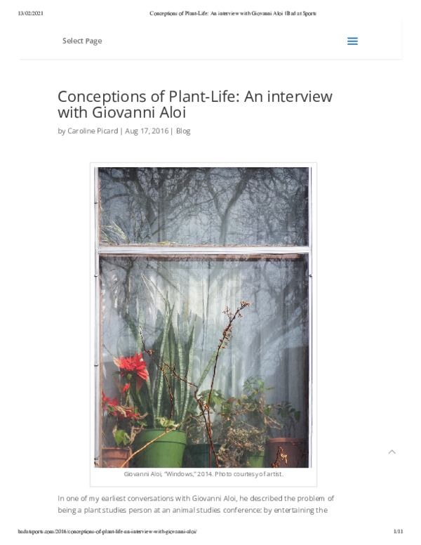 (PDF) Conceptions of Plant Life: An Interview with Giovanni Aloi