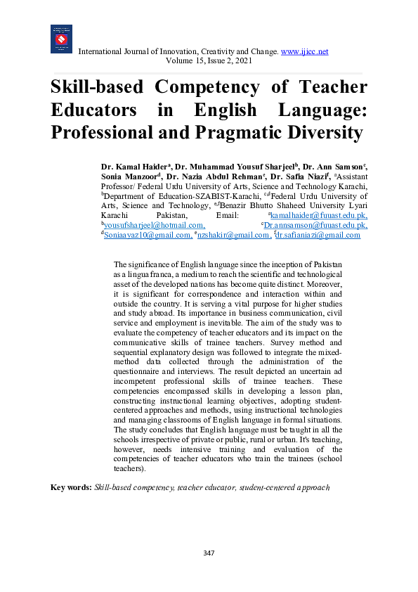 (PDF) Skill-based Competency of Teacher Educators in English Language ...