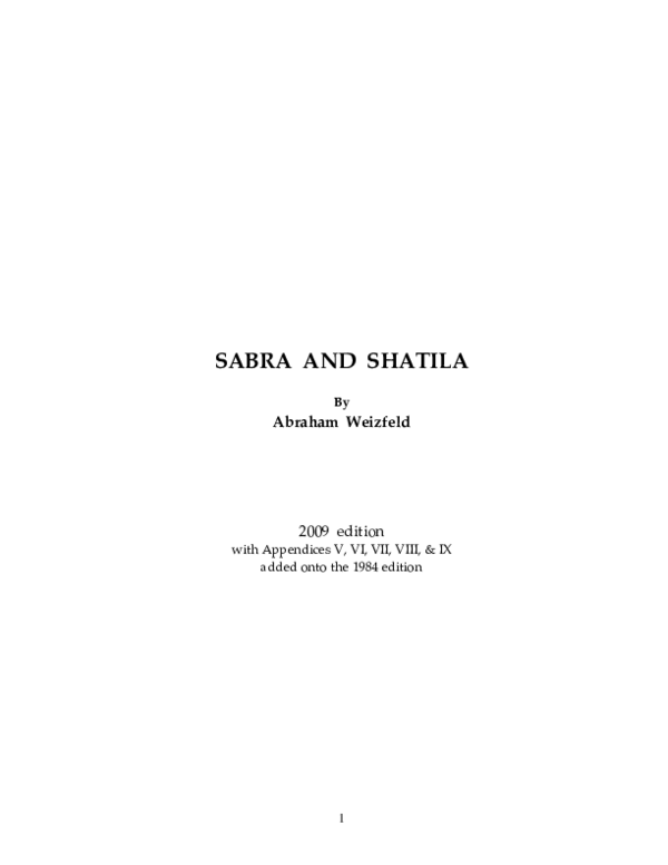 (PDF) SABRA AND SHATILA