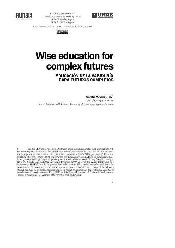 (PDF) Wise education for complex futures EDUCACIÓN DE LA SABIDURÍA PARA ...