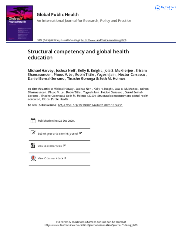 (PDF) Structural competency and global health education