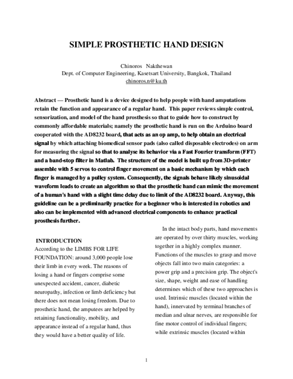 (PDF) SIMPLE PROSTHETIC HAND DESIGN