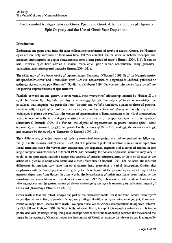 (PDF) The Extended Analogy between Greek Poem and Greek Arts: the ...