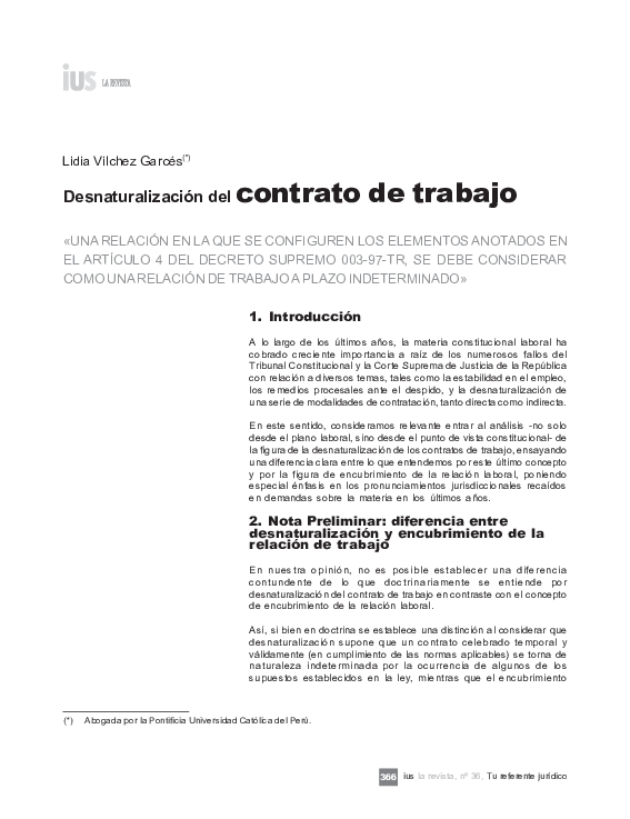 (PDF) Desnaturalización del contrato de trabajo