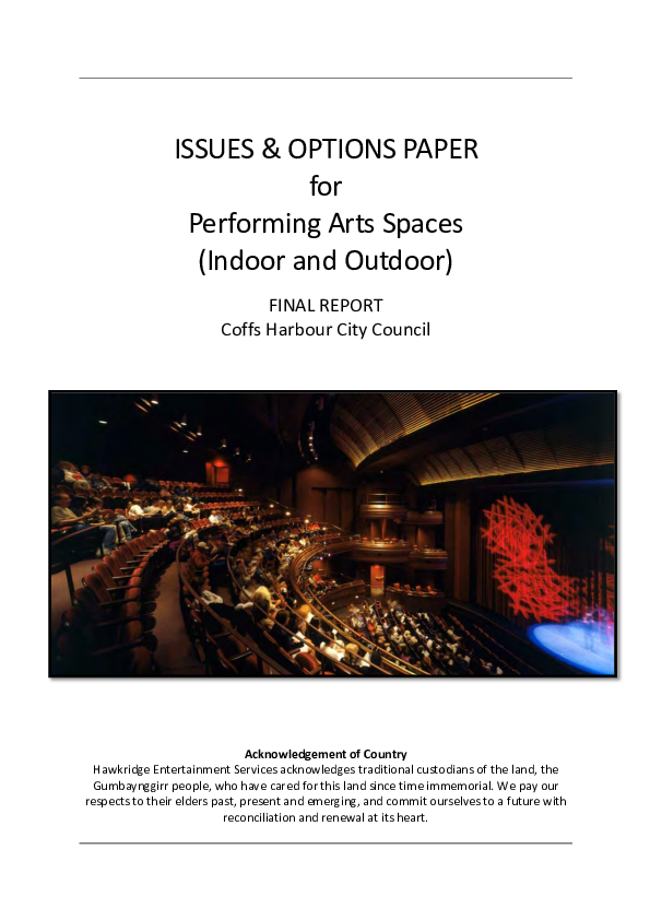 (PDF) Issues & Options Paper for Performing Arts Spaces (Indoor and ...