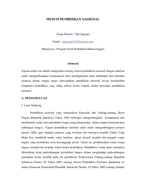(PDF) SISTEM PENDIDIKAN NASIONAL