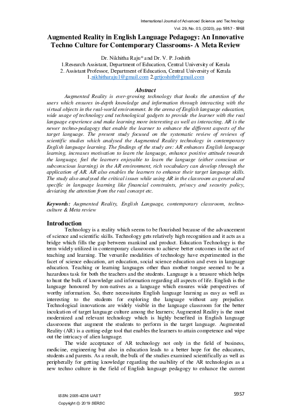 (PDF) Augmented Reality in English Language Pedagogy: An Innovative ...