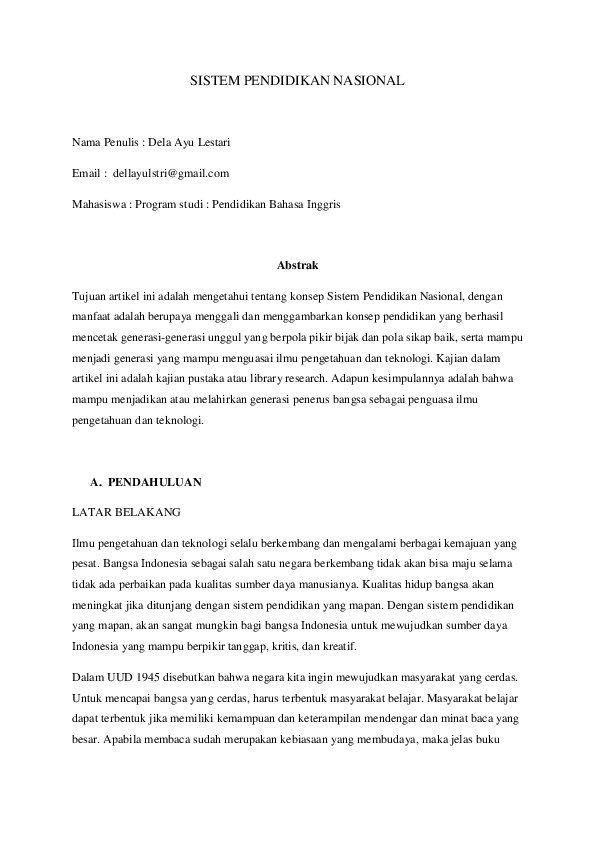 (PDF) SISTEM PENDIDIKAN NASIONAL