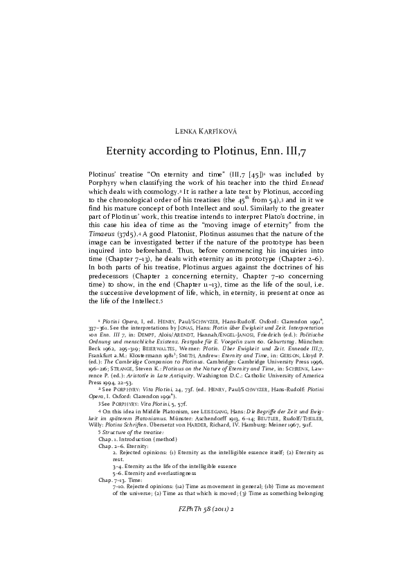 (PDF) Eternity according to Plotinus, Enn. III,7