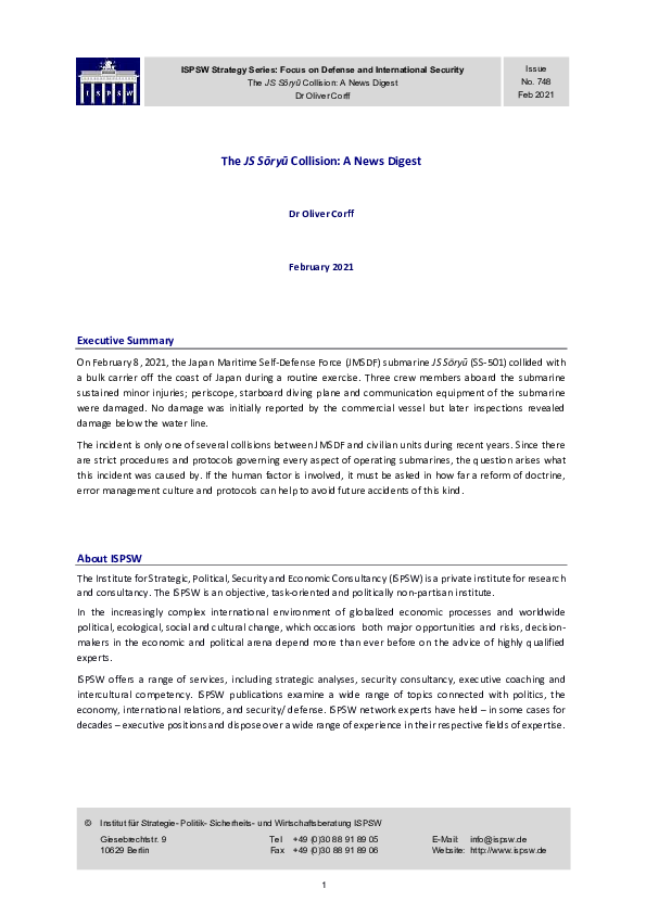 (PDF) The JS Sōryū Collision: A News Digest | Oliver Corff - Academia.edu