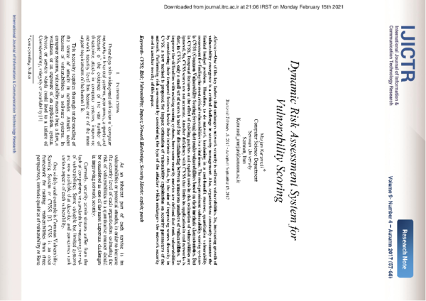 (PDF) Dynamic Risk Assessment System for the Vulnerability Scoring