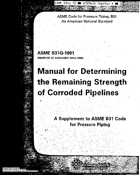 (PDF) ASME B31G - 91 (Remaining Stregth of Corroded Pipelines)