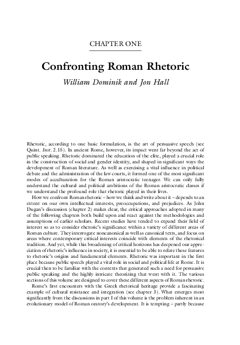 (PDF) William J. Dominik and Jon Hall, ‘Confronting Roman Rhetoric’, in ...