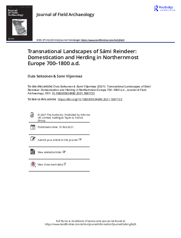 (PDF) * Transnational Landscapes of Sámi Reindeer: Domestication and ...