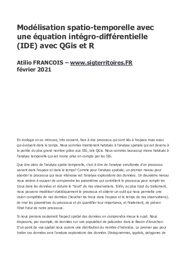 (PDF) Modélisation spatio-temporelle avec une équation intégro ...