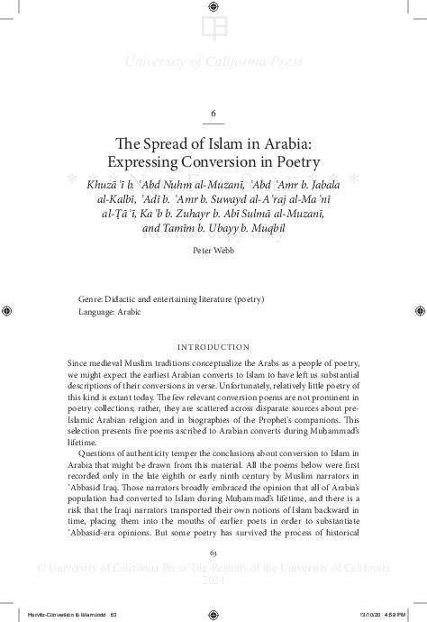 (PDF) The Spread of Islam in Arabia: Expressing Conversion in Poetry