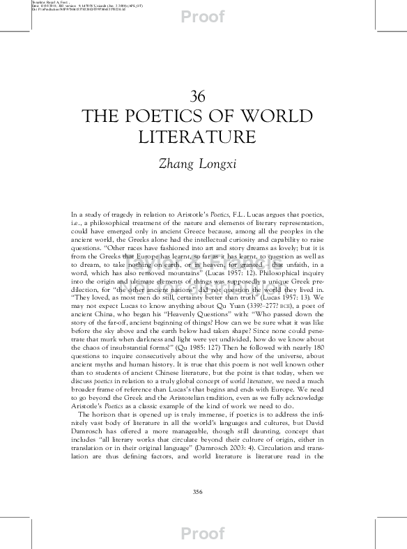 (PDF) THE POETICS OF WORLD LITERATURE