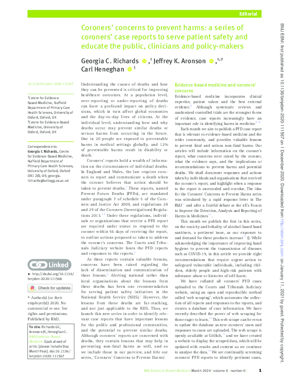 (PDF) Coroners’ concerns to prevent harms: a series of coroners’ case reports to serve patient ...