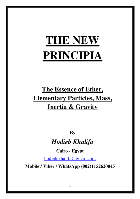 (PDF) THE NEW PRINCIPIA The Essence of Ether, Elementary Particles ...