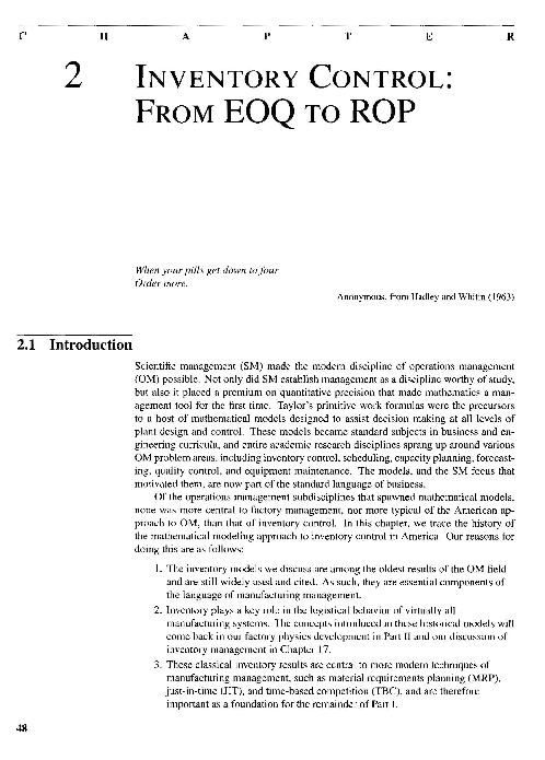 (PDF) Factory Physics Inventory Control From EOO to ROP