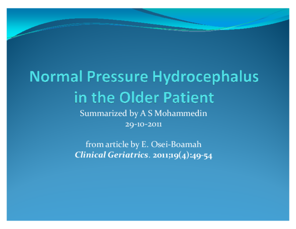 (PPT) Normal Pressure hydrocephalus