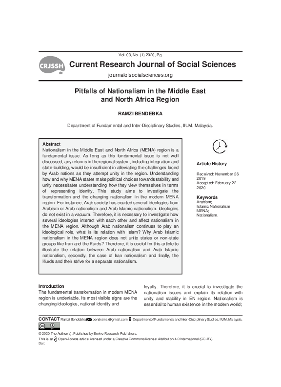 (PDF) Pitfalls of Nationalism in the Middle East and North Africa Region