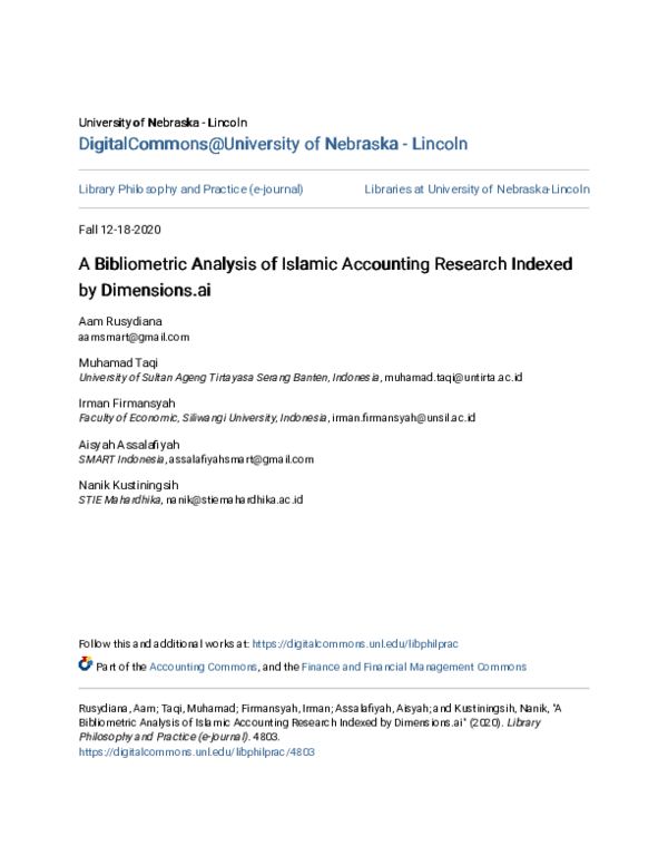 (PDF) A Bibliometric Analysis of Islamic Accounting Research Indexed by ...