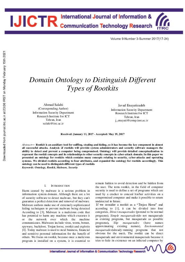 (PDF) Domain Ontology to Distinguish Different Types of Rootkits