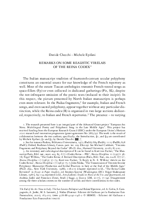 (PDF) Remarks on Some Realistic Virelais of the Reina Codex
