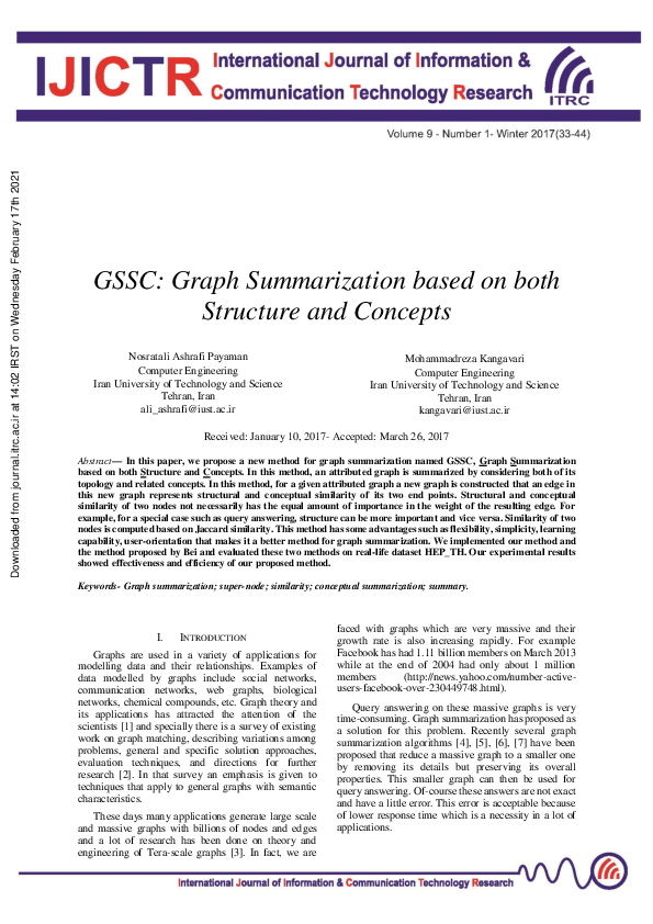 (PDF) GSSC: Graph Summarization based on both Structure and Concepts