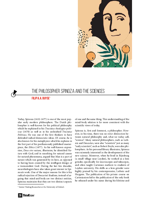 (PDF) The Philosopher Spinoza and the Sciences