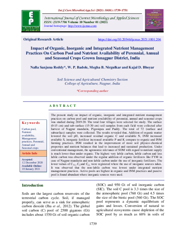(PDF) Impact of Organic, Inorganic and Integrated Nutrient Management ...