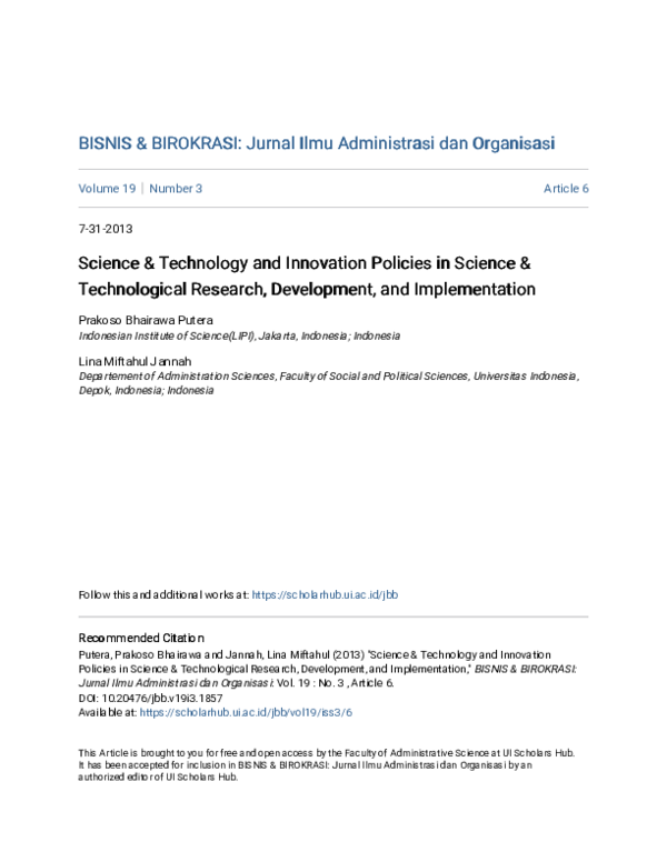 (PDF) Science & Technology and Innovation Policies in Science ...