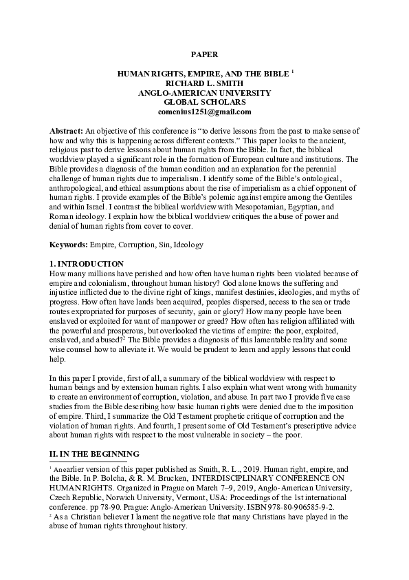 (DOC) Human Rights, Empire, and the Bible
