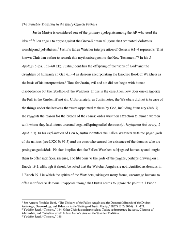 (PDF) The Watcher Tradition in the Early Church Fathers