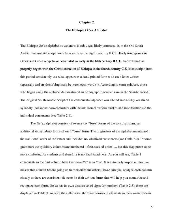 (PDF) Chapter 2 The Ethiopic Geʿez Alphabet