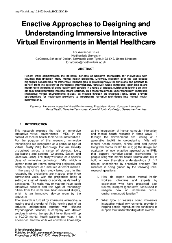 (PDF) Enactive Approaches to Designing and Understanding Immersive ...