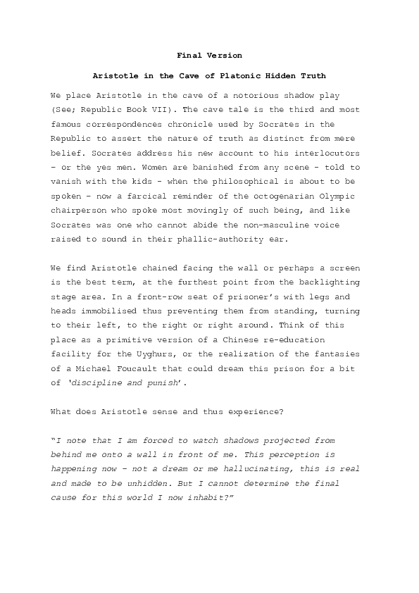 (DOC) Final Version Aristotle in the Cave of Platonic Hidden Truth