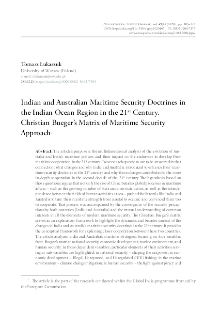 (PDF) Indian and Australian Maritime Security Doctrines in the Indian ...