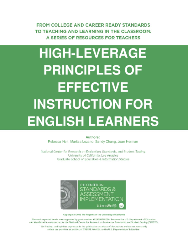 (PDF) High-Leverage Principles of Effective Instruction for English ...