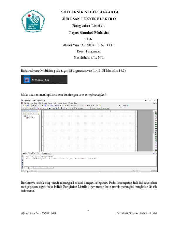 (PDF) Simulasi Rangkaian Sederhana Multisim