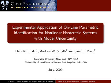 (PDF) Experimental application of on-line parametric identification for nonlinear hysteretic ...