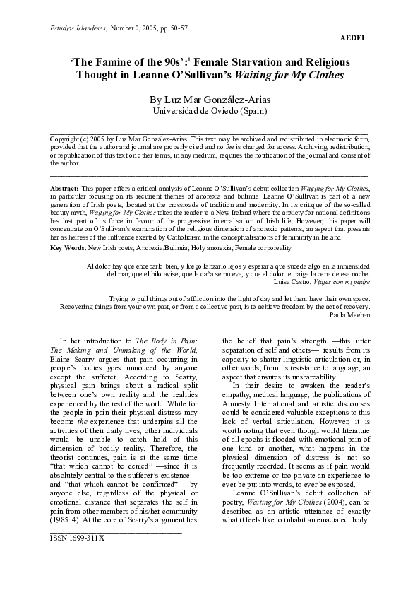 (PDF) "'The Famine of the 90s': Female Starvation and Religious Thought ...
