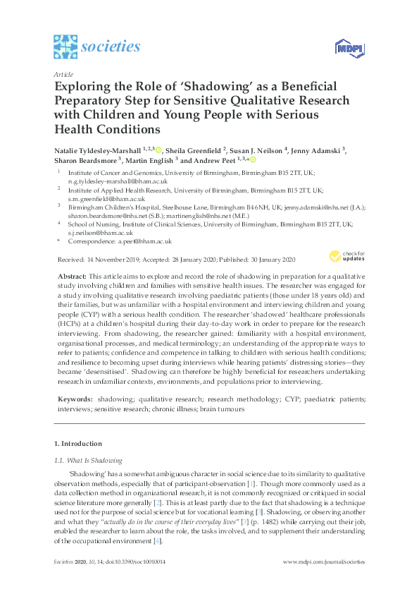 (PDF) Exploring the Role of 'Shadowing' as a Beneficial Preparatory ...