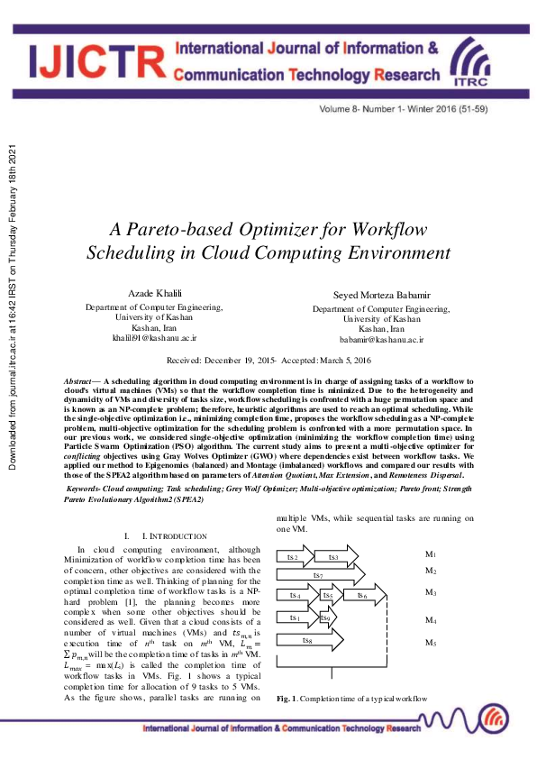 (PDF) A Pareto-based Optimizer for Workflow Scheduling in Cloud Computing Environment