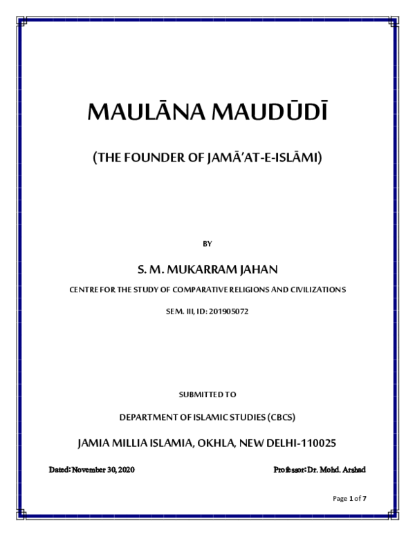 (PDF) Maulana Abul A'la Maududi